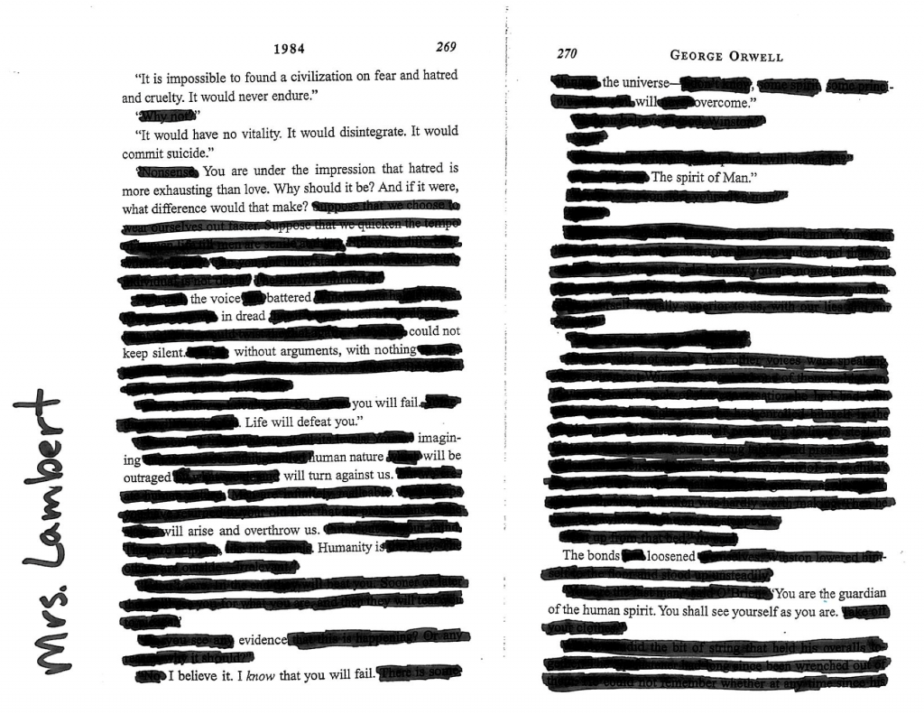 1984 Blackout Poetry – Reedy Library